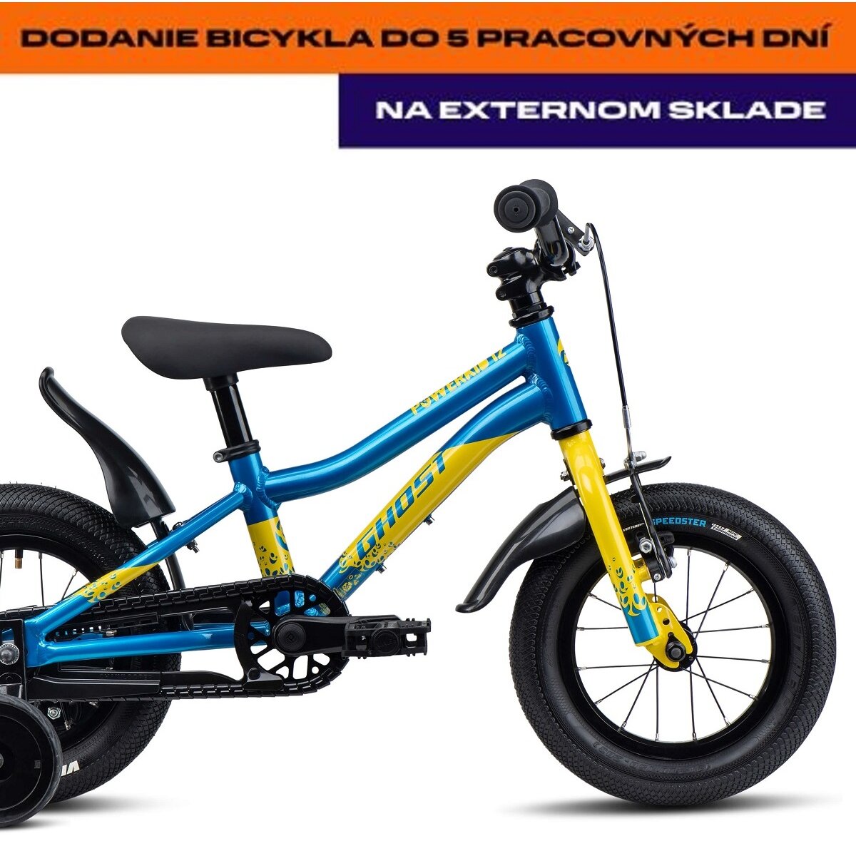 Bicykel Ghost Powerkid 12 E Metallic Blue/Metallic Yellow Gloss 2023 ...